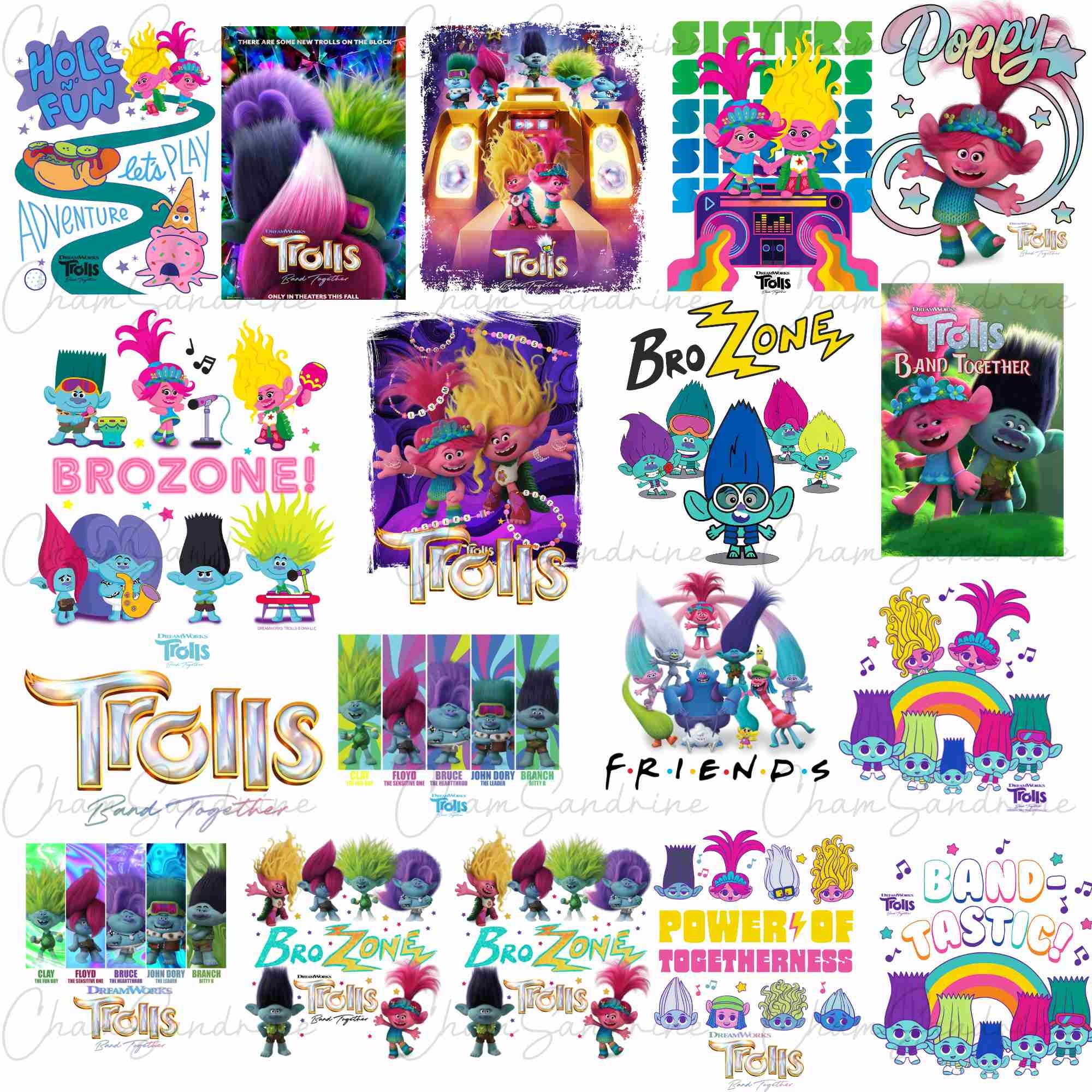 Trolls Band Together Movie PNG Bundle, Poppy Bro Zone Png, Trolls Band ...