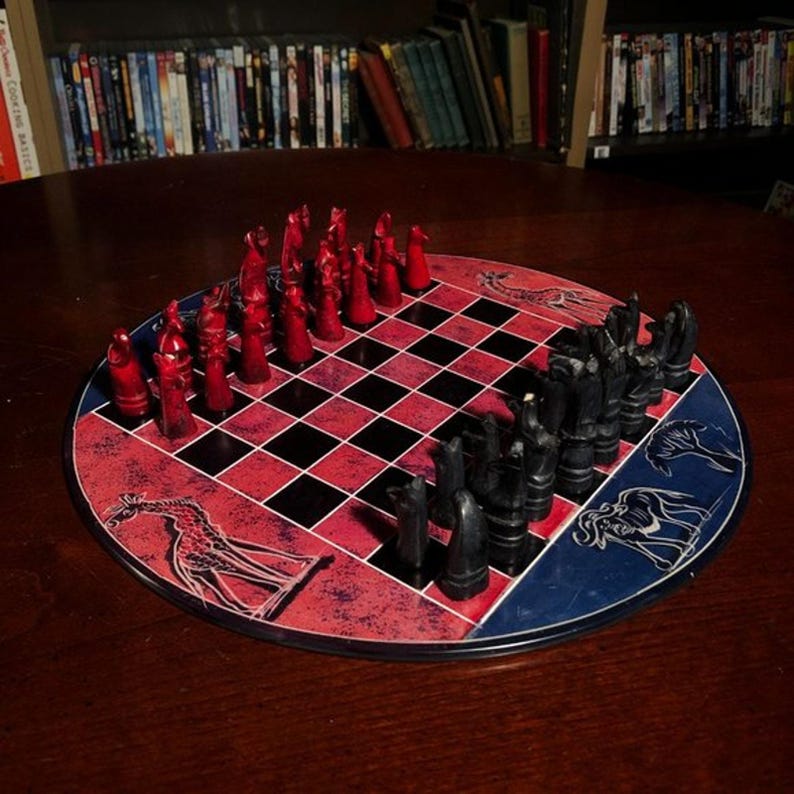 African Vintage Chess Set - Giraffe Chess Board - Etsy