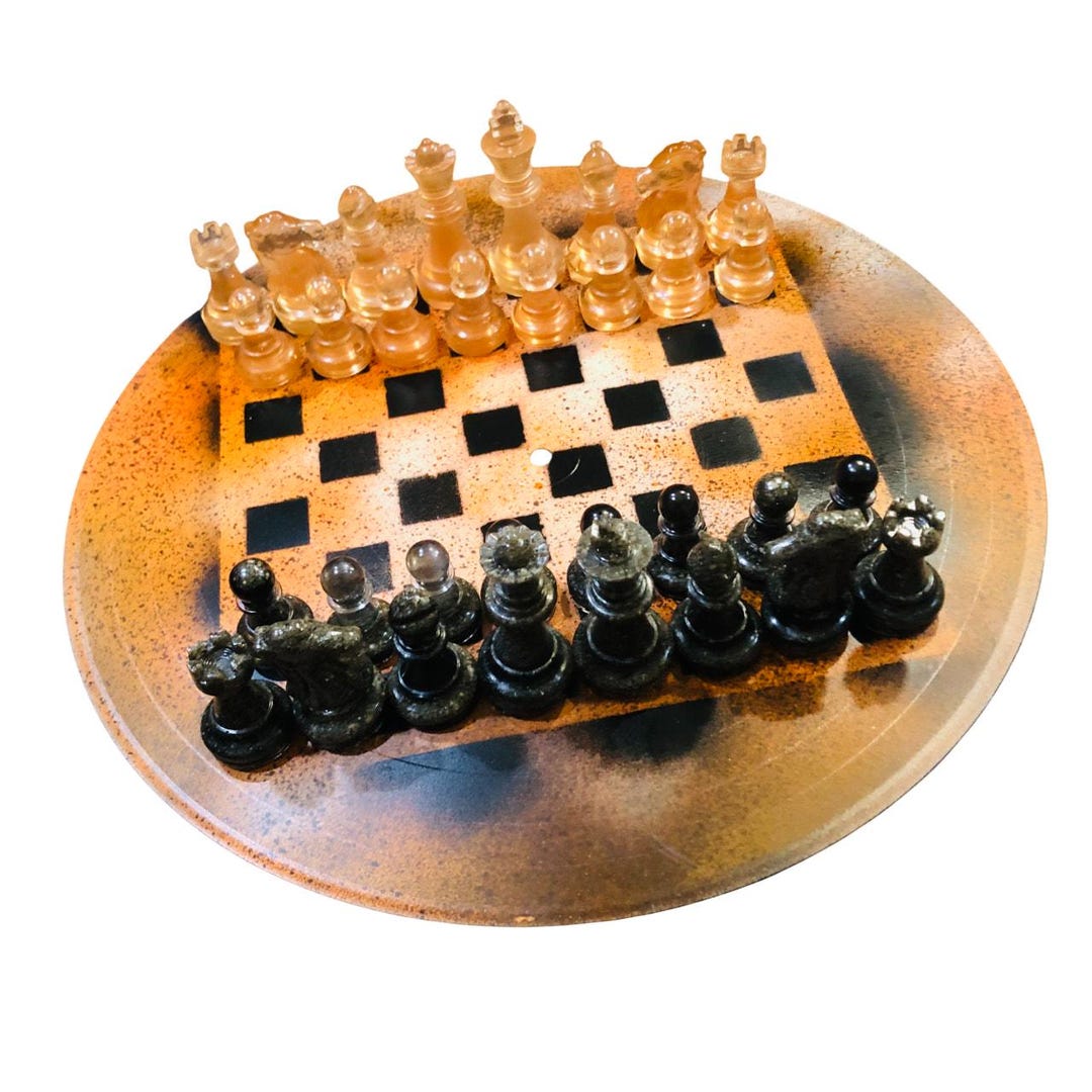 Vinyl Chess Set -speckled Amber (resin Pieces) - Etsy