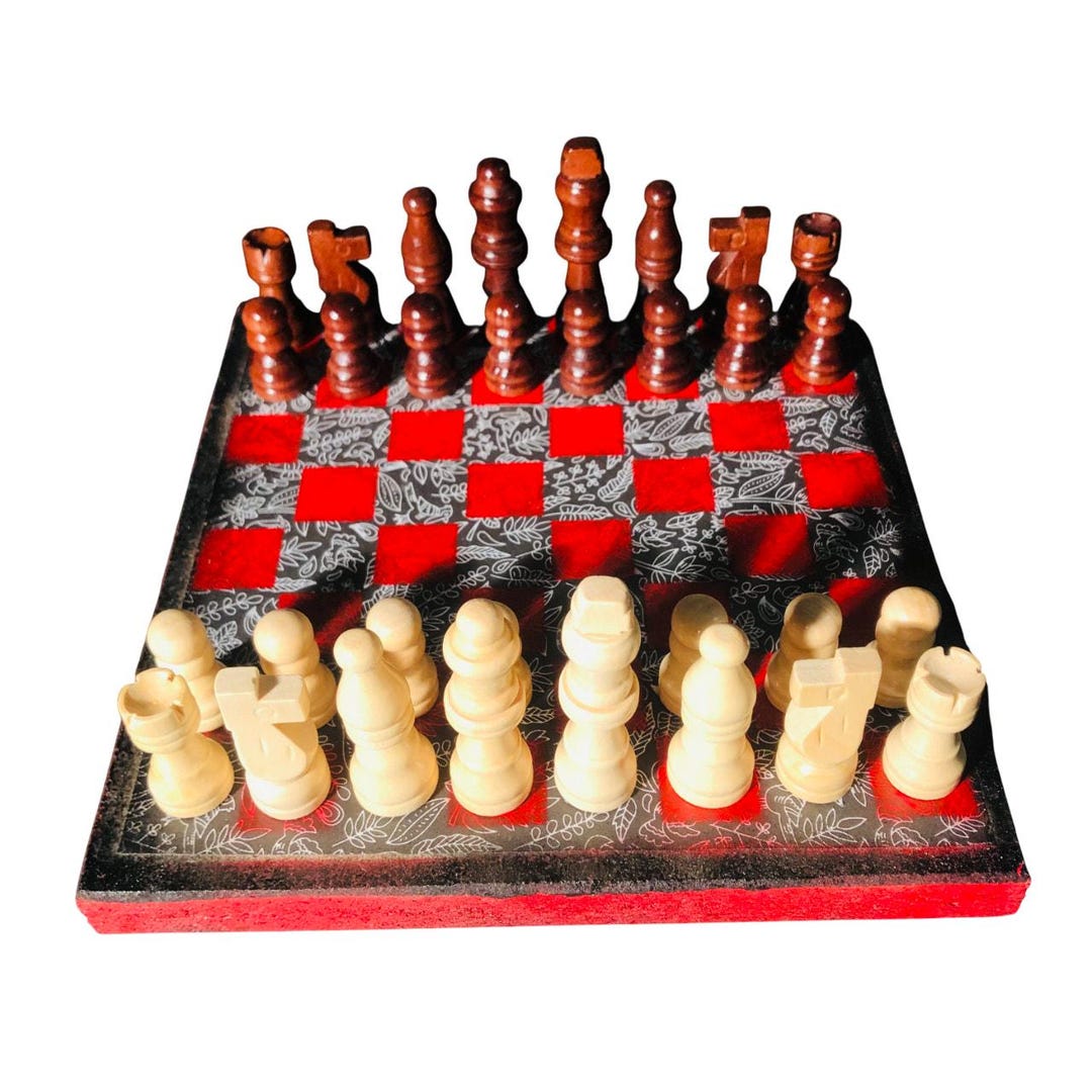 Scrapbook Chess Set - Red & Black Vintage Flower - Etsy