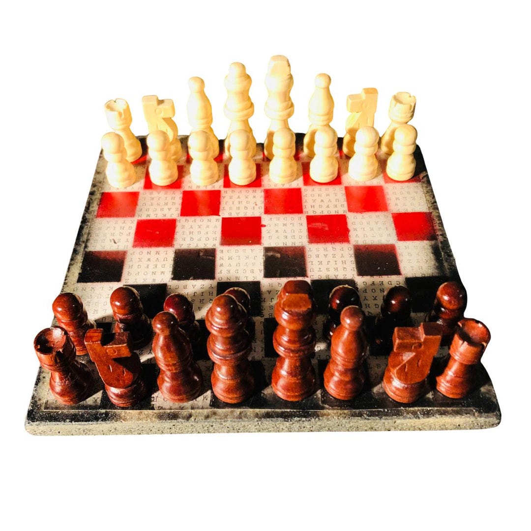Scrapbook Chess Set - Red & Black Lettered Patterned - Etsy