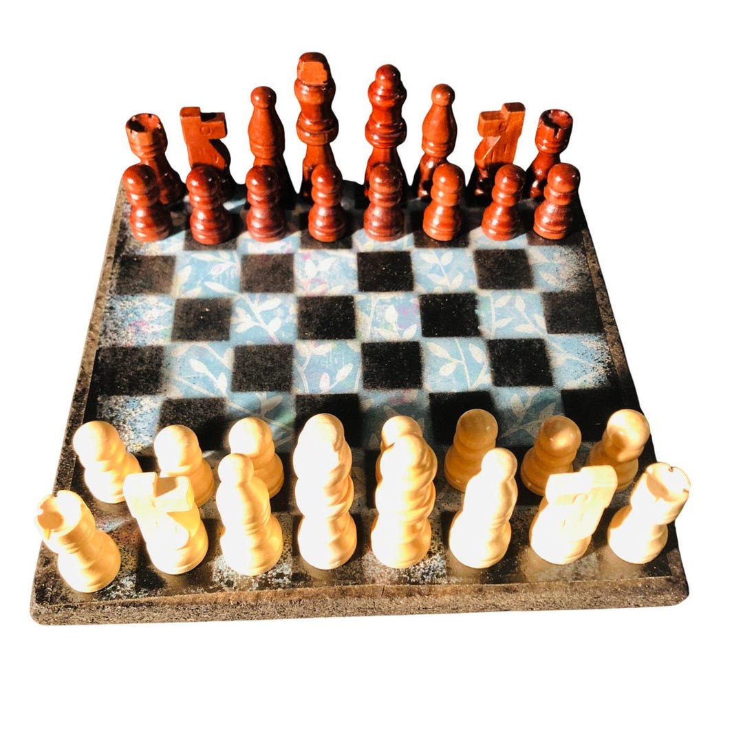 Scrapbook Chess Set - Sky Blue Flower - Etsy