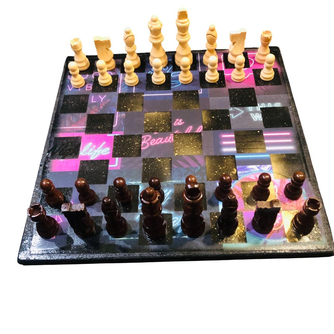 Scrapbook Chess Set - Midnight City - Etsy