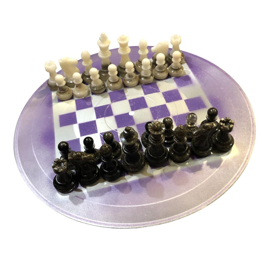 Vinyl Chess Set -purple Chrome (resin Pieces) - Etsy