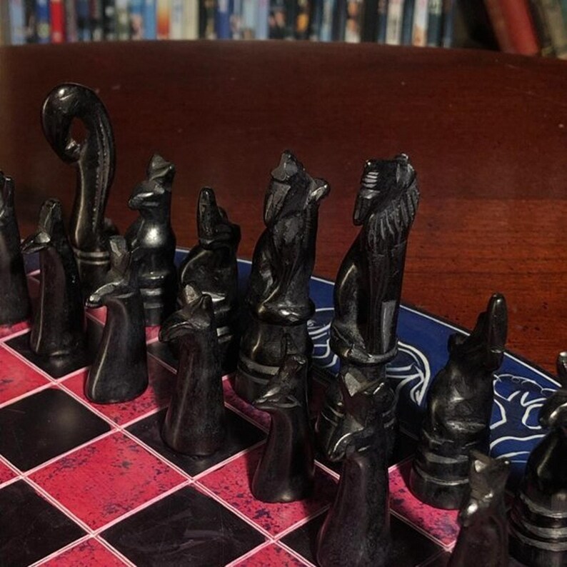 African Vintage Chess Set - Elephant Kenyan Chess Board - Etsy