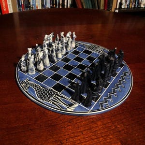 African Vintage Chess Set - Blue/white Chess Board - Etsy