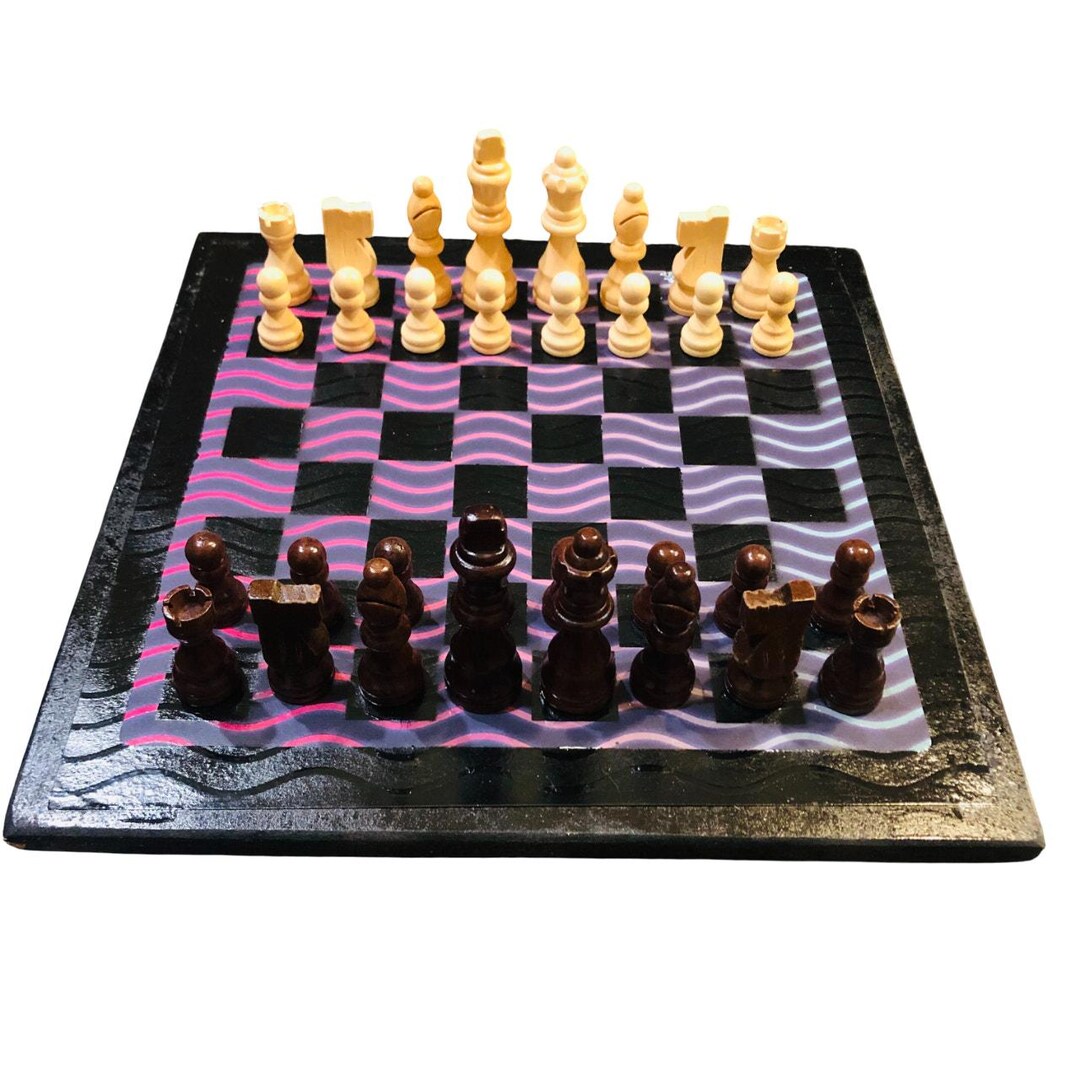 Scrapbook Chess Set - Neon Waves - Etsy