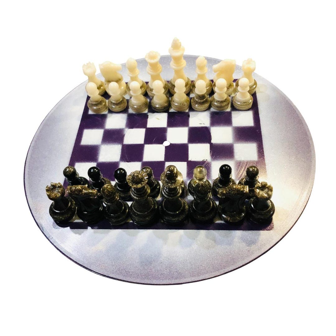 Vinyl Chess Set - Dark Purple & White (resin Pieces) - Etsy