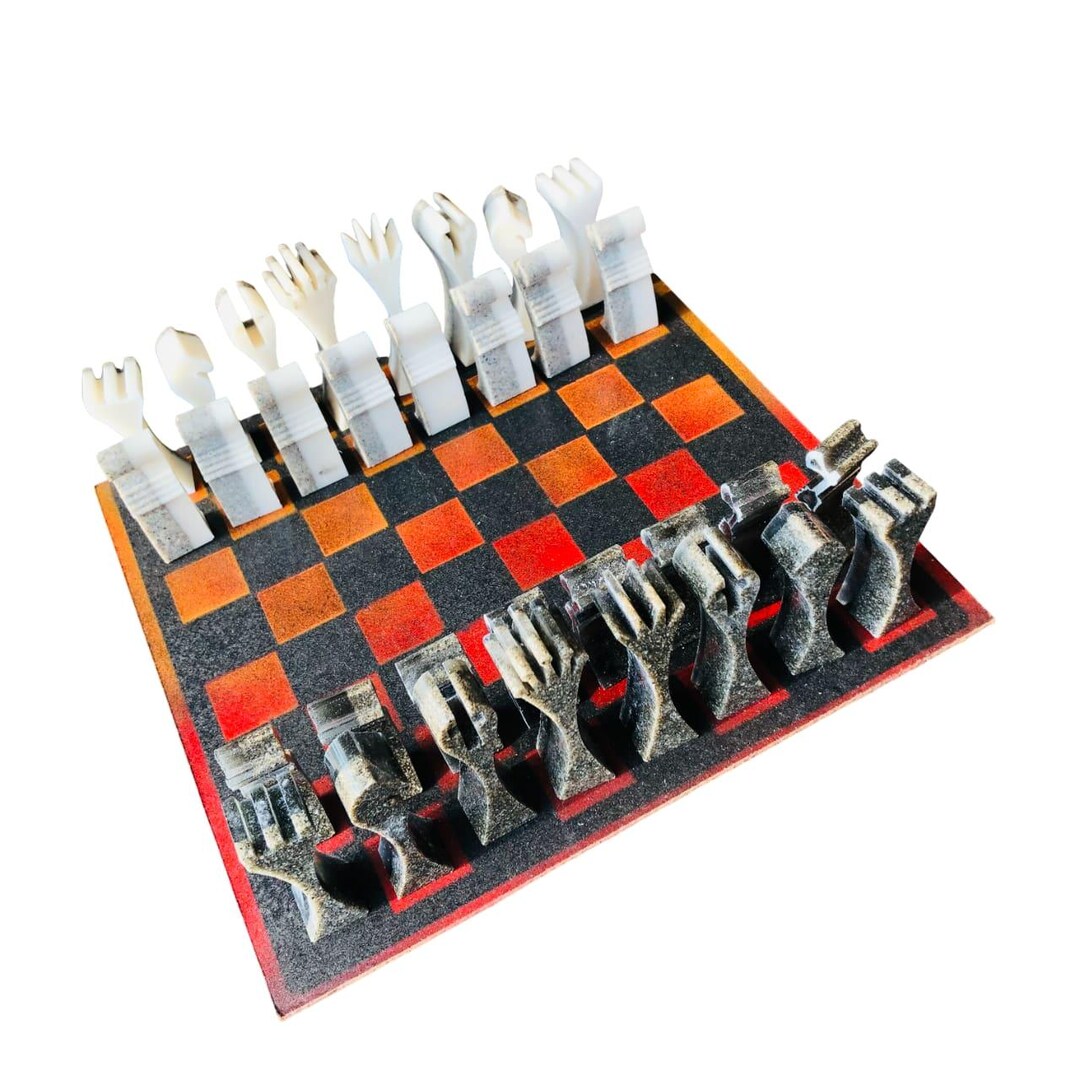 Chess Set Fire Red Deluxe - Etsy