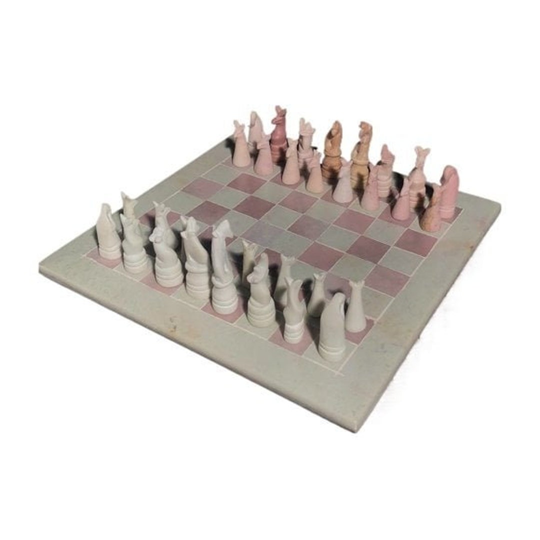 African Vintage Chess Set Soapstone Chess Board - Etsy
