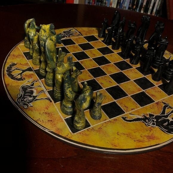 African Vintage Chess Set Yellow Chess Board - Etsy