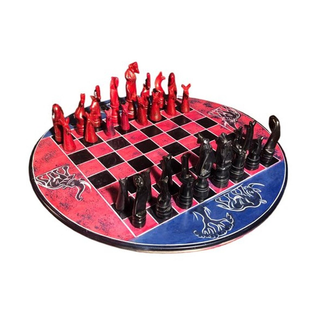African Vintage Chess Set - Elephant Kenyan Chess Board - Etsy