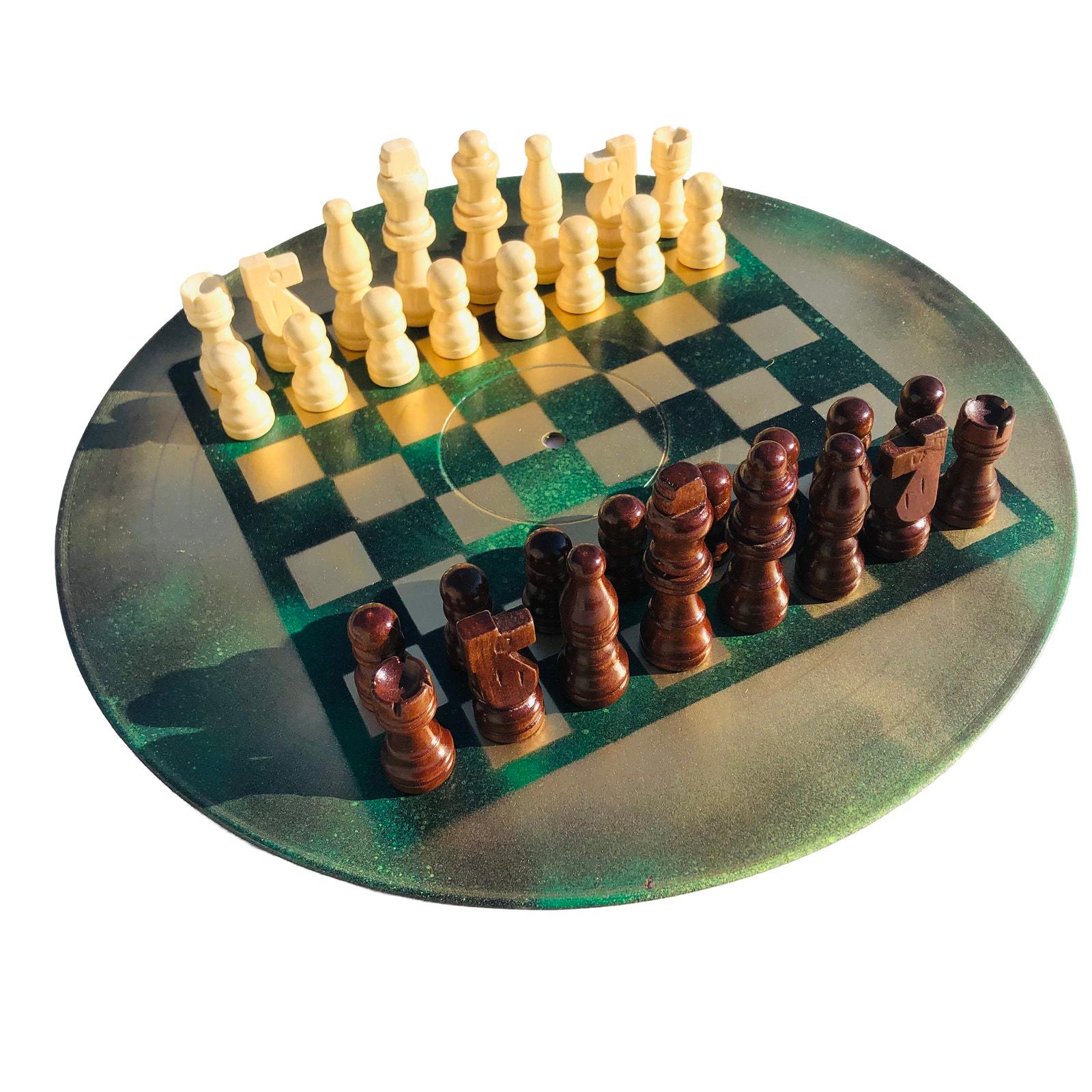 Vinyl Chess Set Golden Deep Green - Etsy