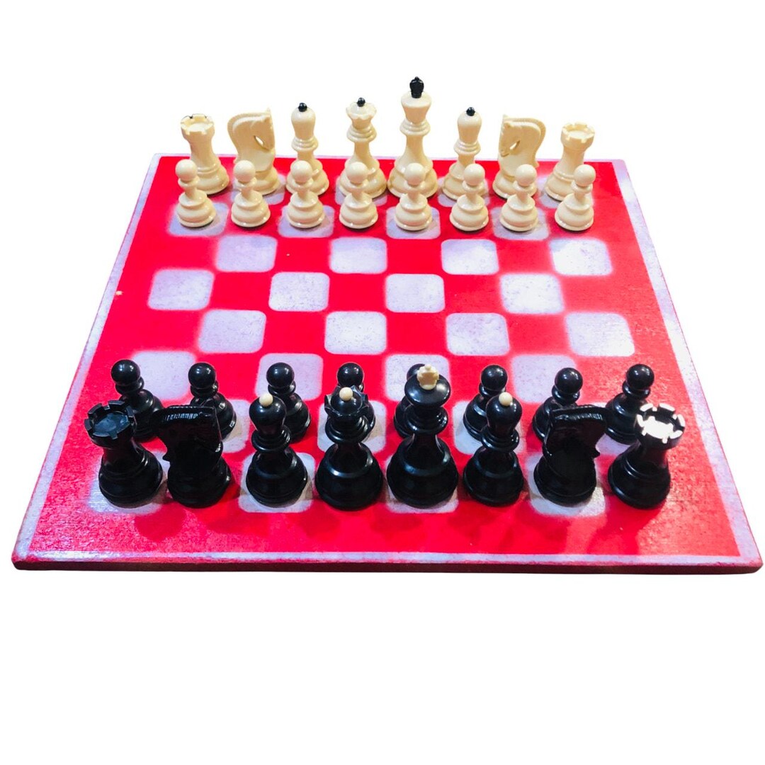 Large Chess Set - Red & White - Etsy