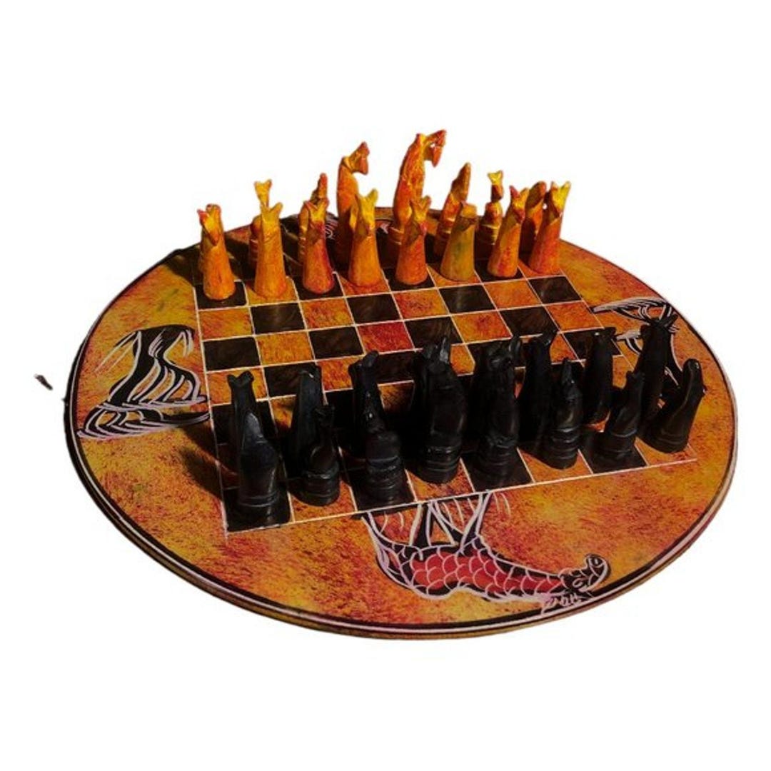 African Vintage Chess Set Orange Safari Chess Board - Etsy