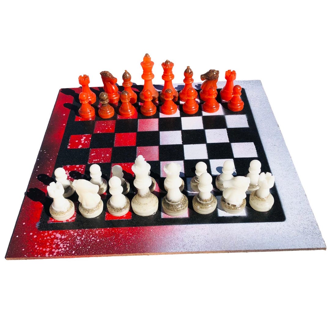 Chess Set Fire Snow Opal Red - Etsy
