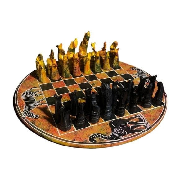 African Vintage Chess Set Kenyan Chess Board - Etsy