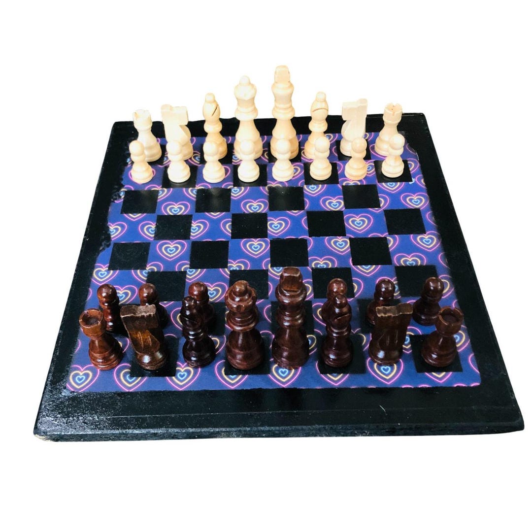 Scrapbook Chess Set - Neon Hearts - Etsy