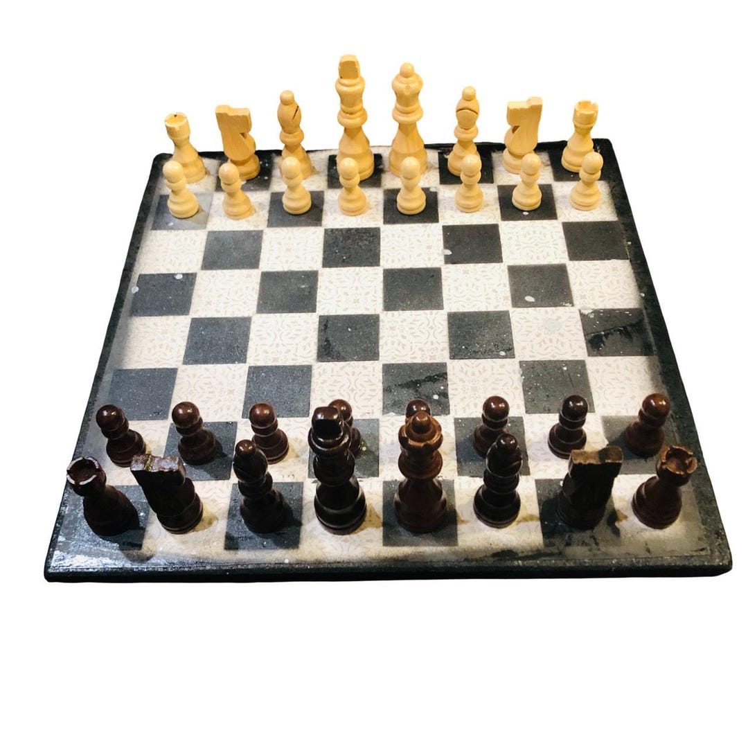 Scrapbook Chess Set - Cream & Black - Etsy