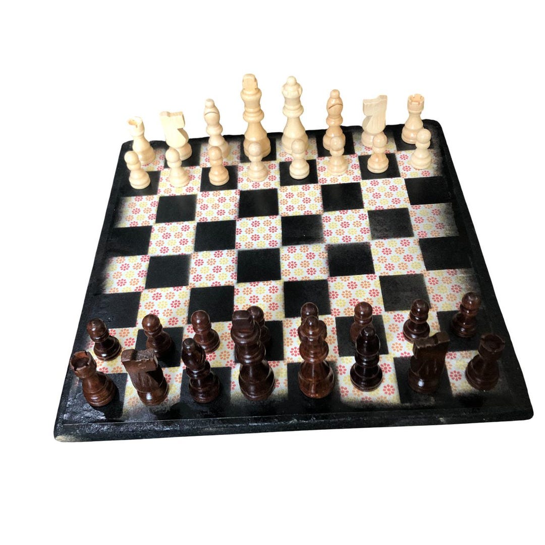 Scrapbook Chess Set - Sunset Set Flower Pattern - Etsy