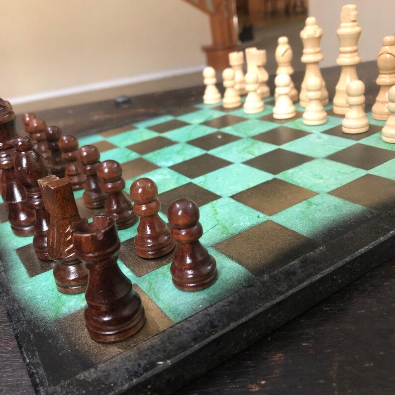 Scrapbook Chess Set - Golden Green - Etsy