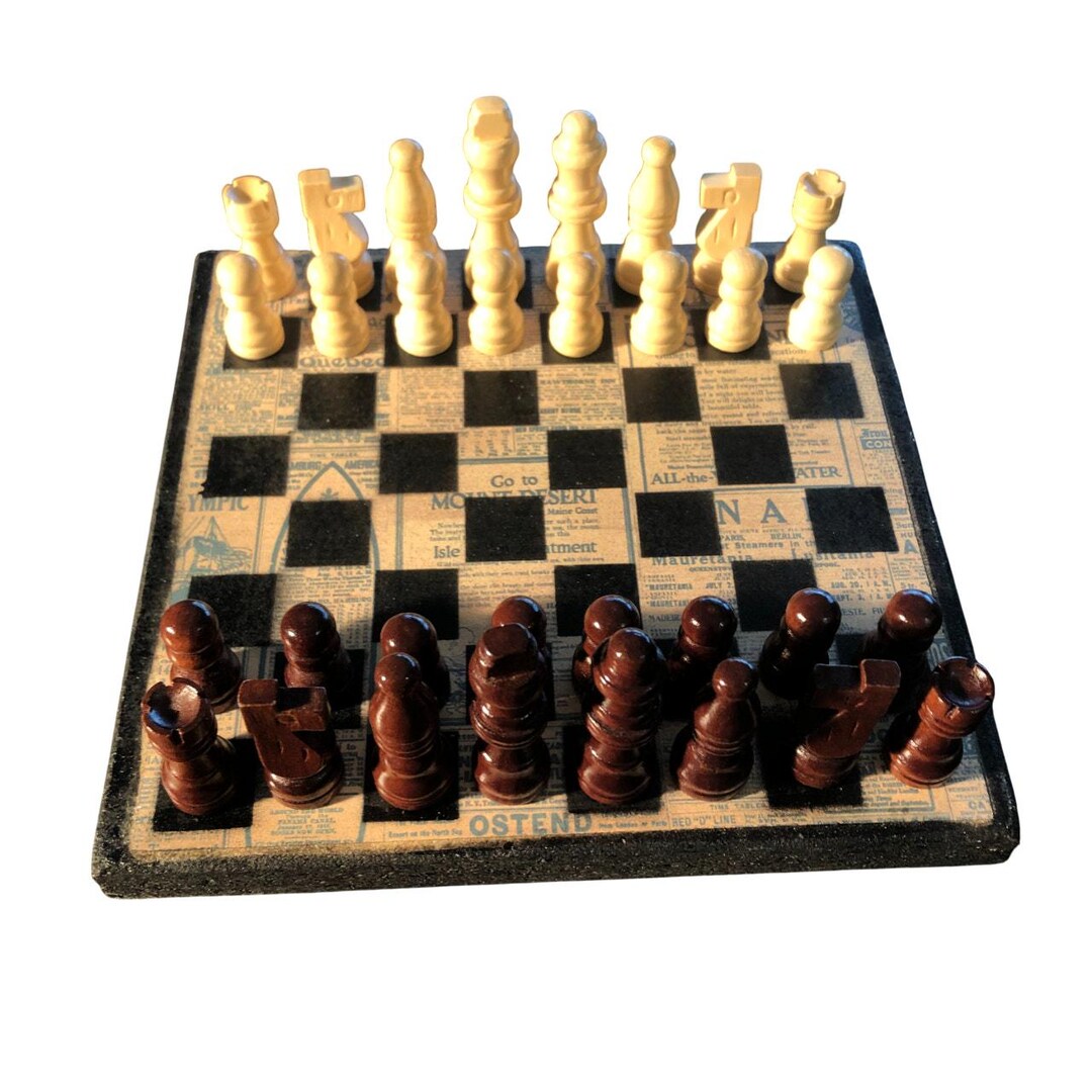 Scrapbook Chess Set - Old Newspaper Edition - Etsy