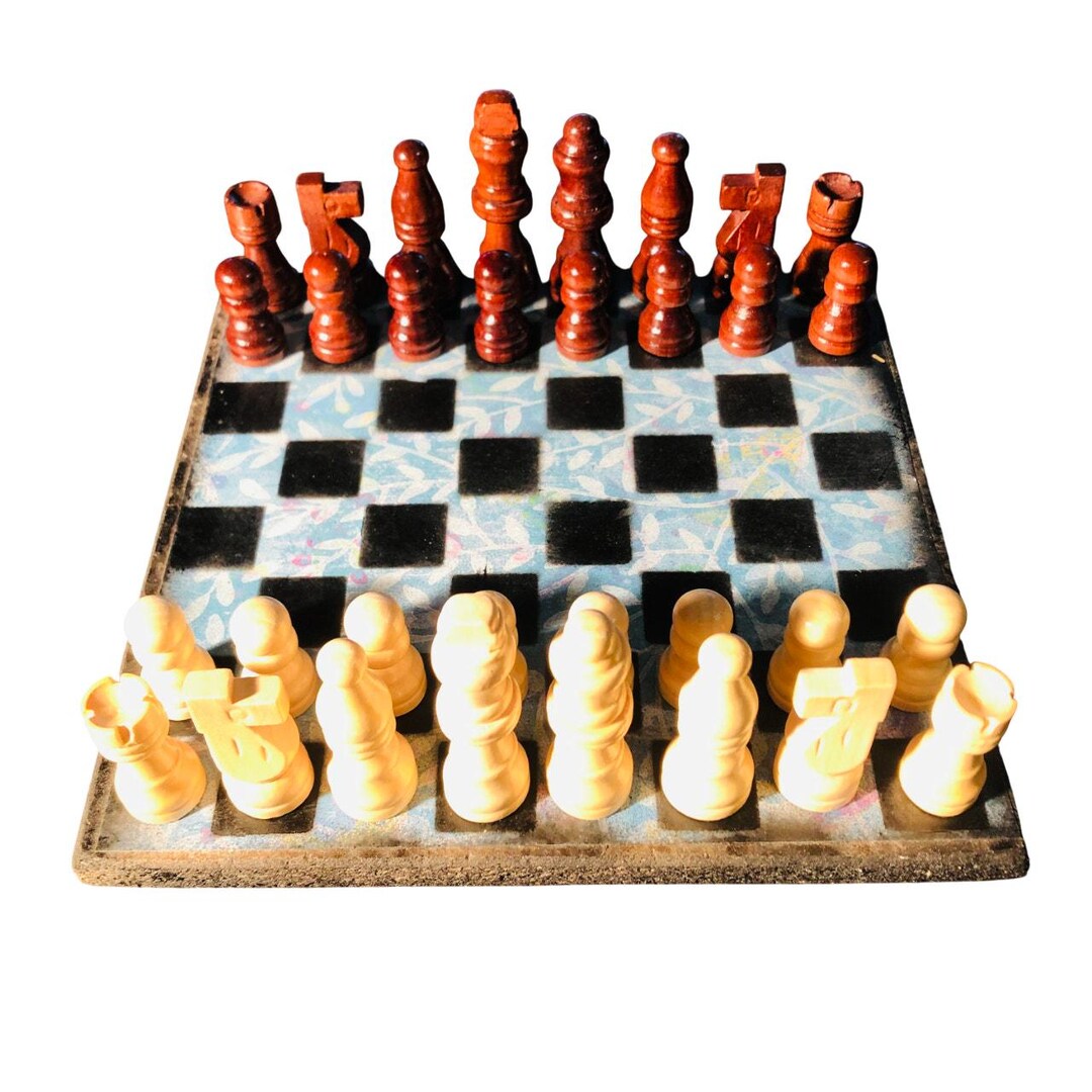 Scrapbook Chess Set - Blue Flower - Etsy