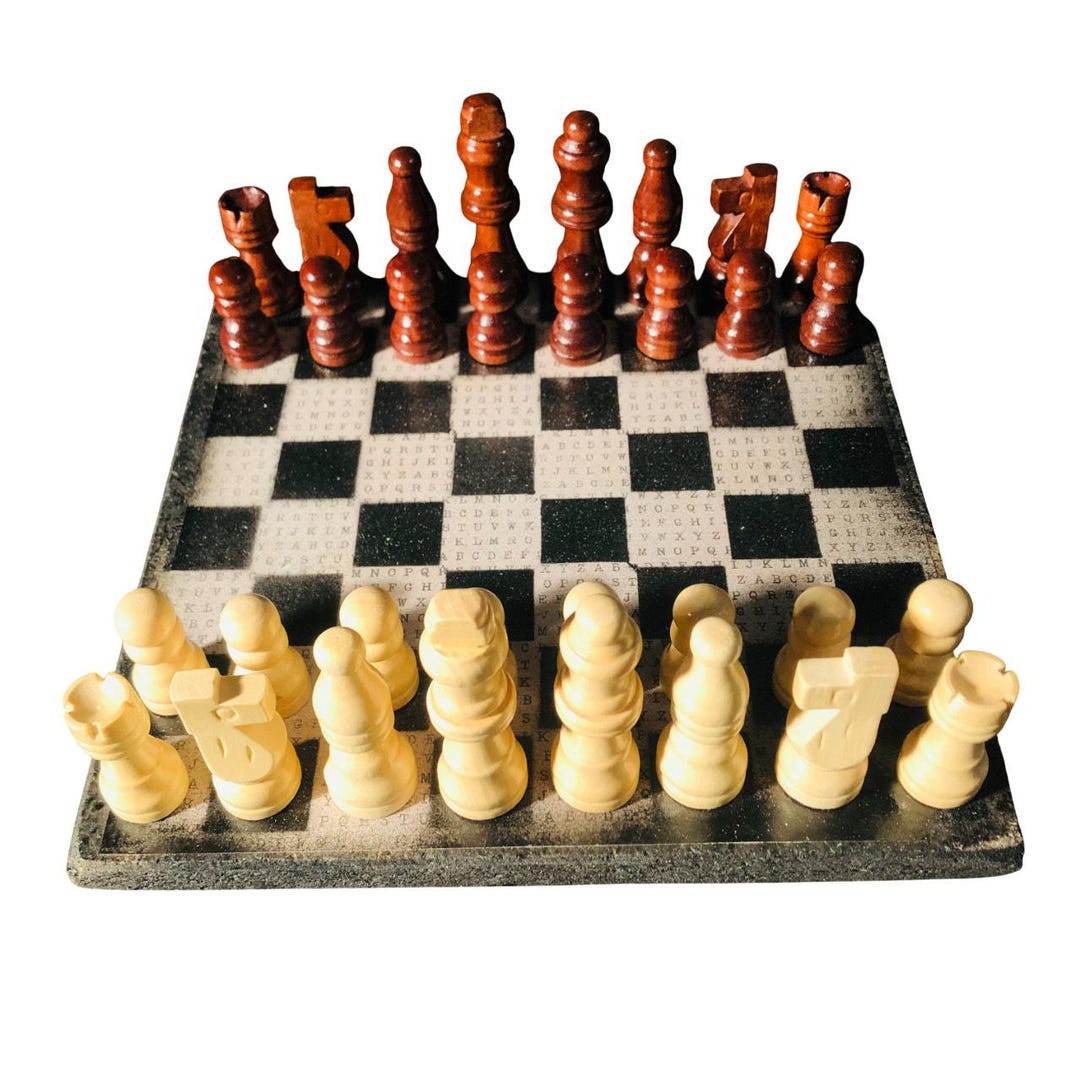 Scrapbook Chess Set - Black Letters - Etsy