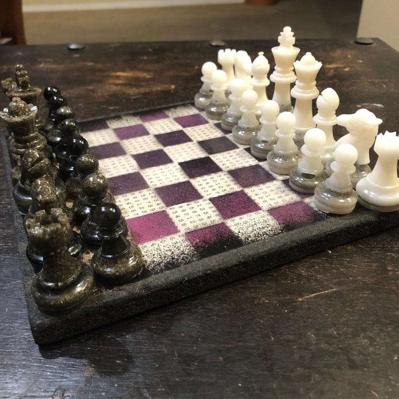Scrapbook Chess Set - Purple Numbers (resin Pieces) - Etsy