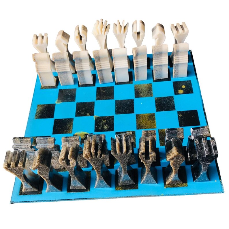 Chess Set Blue & White Deluxe - Etsy