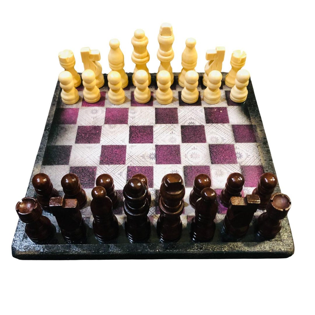 Scrapbook Chess Set - Purple Royal - Etsy