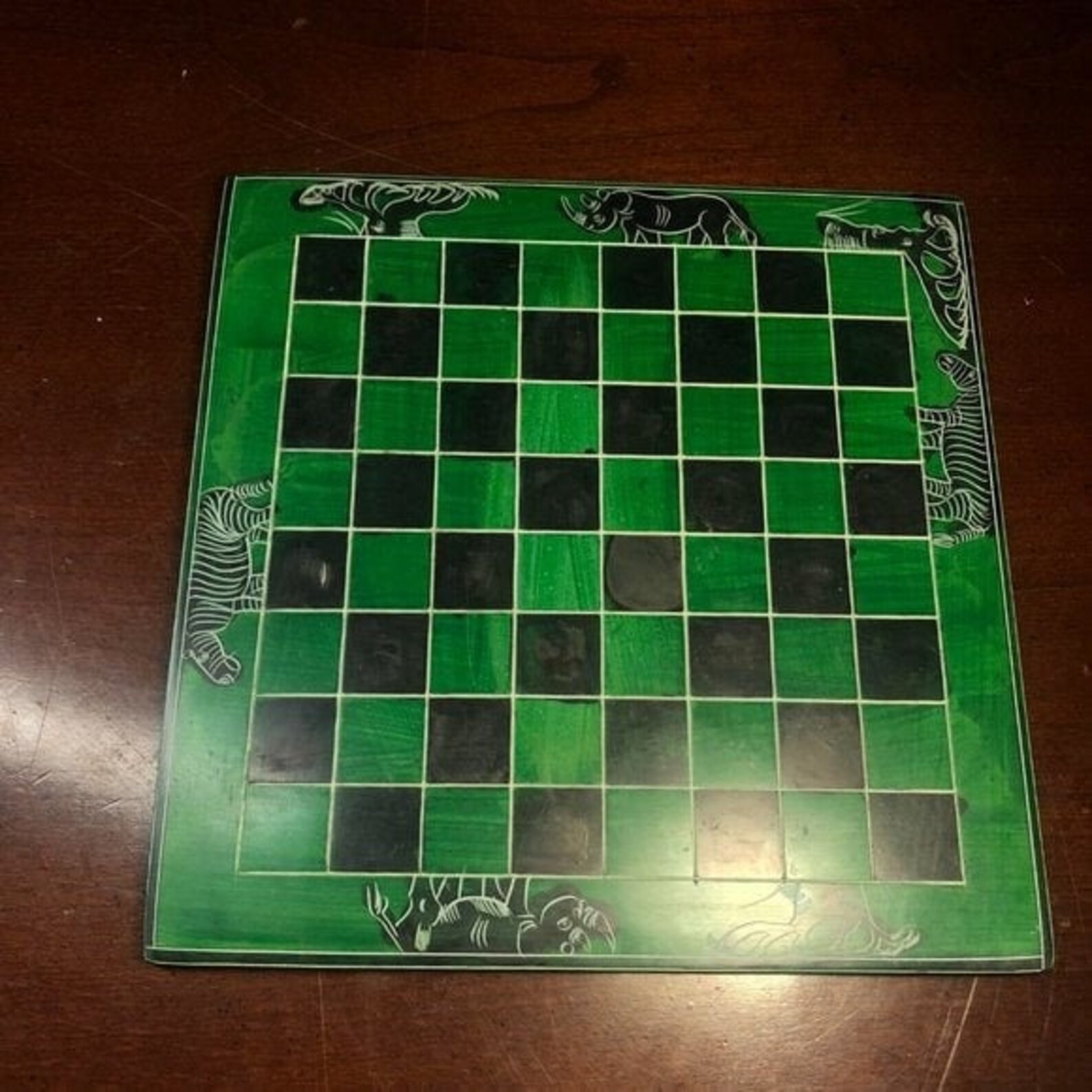 African Vintage Chess Set Green Chess Board - Etsy
