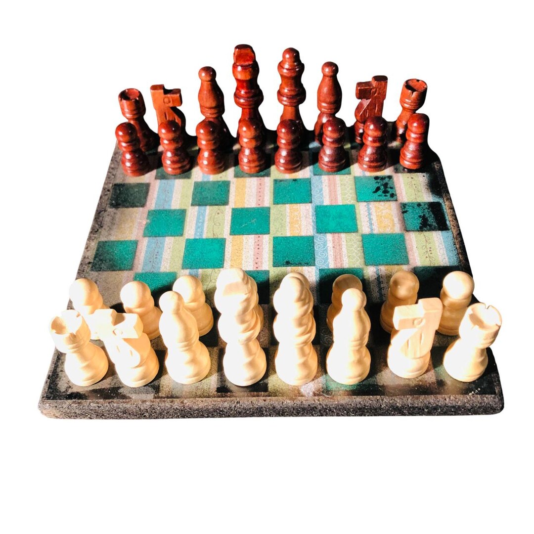 Scrapbook Chess Set - Green Vintage - Etsy