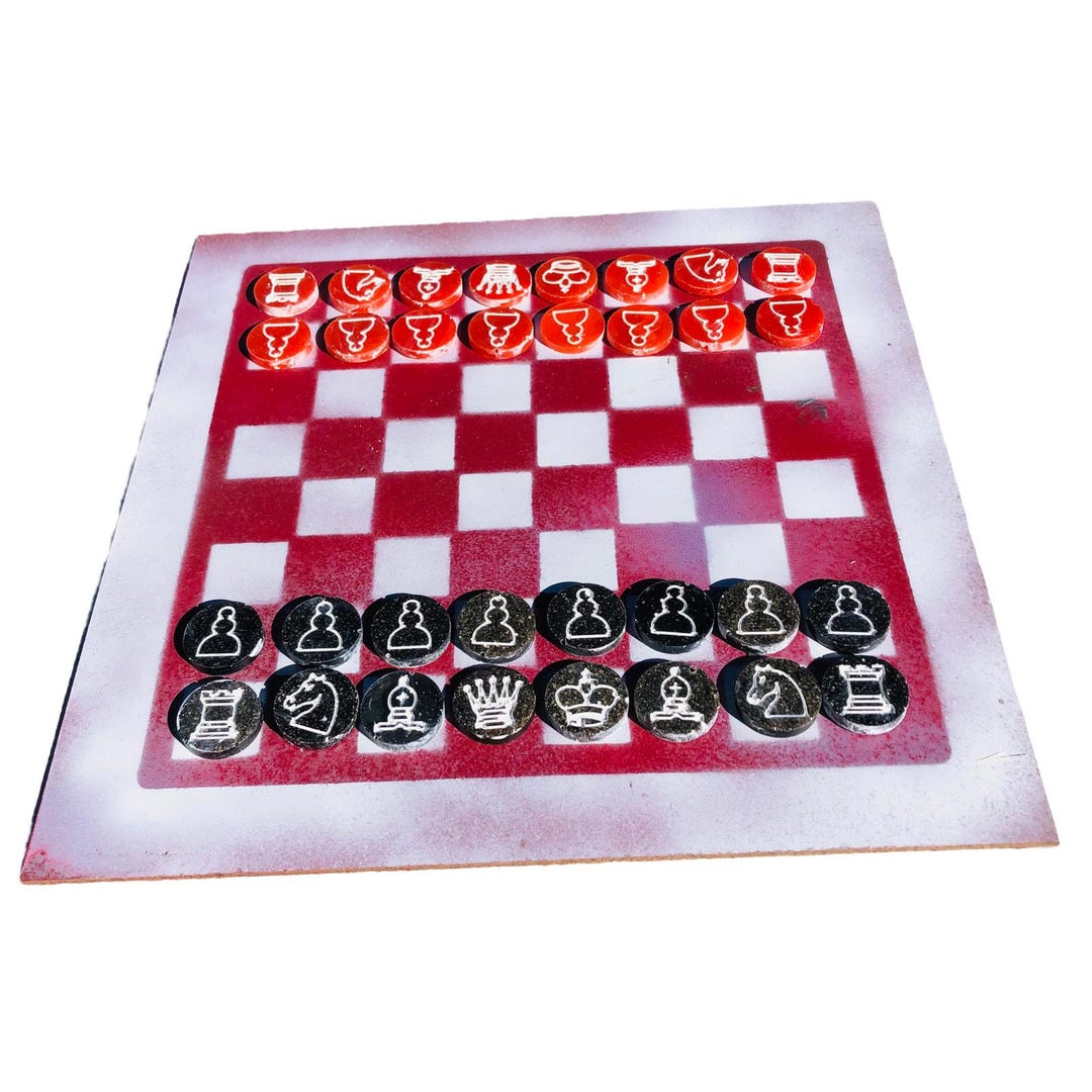 Chess Set Red & White Edition - Etsy
