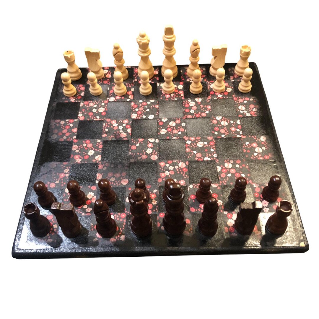 Scrapbook Chess Set - Dark Flowers - Etsy