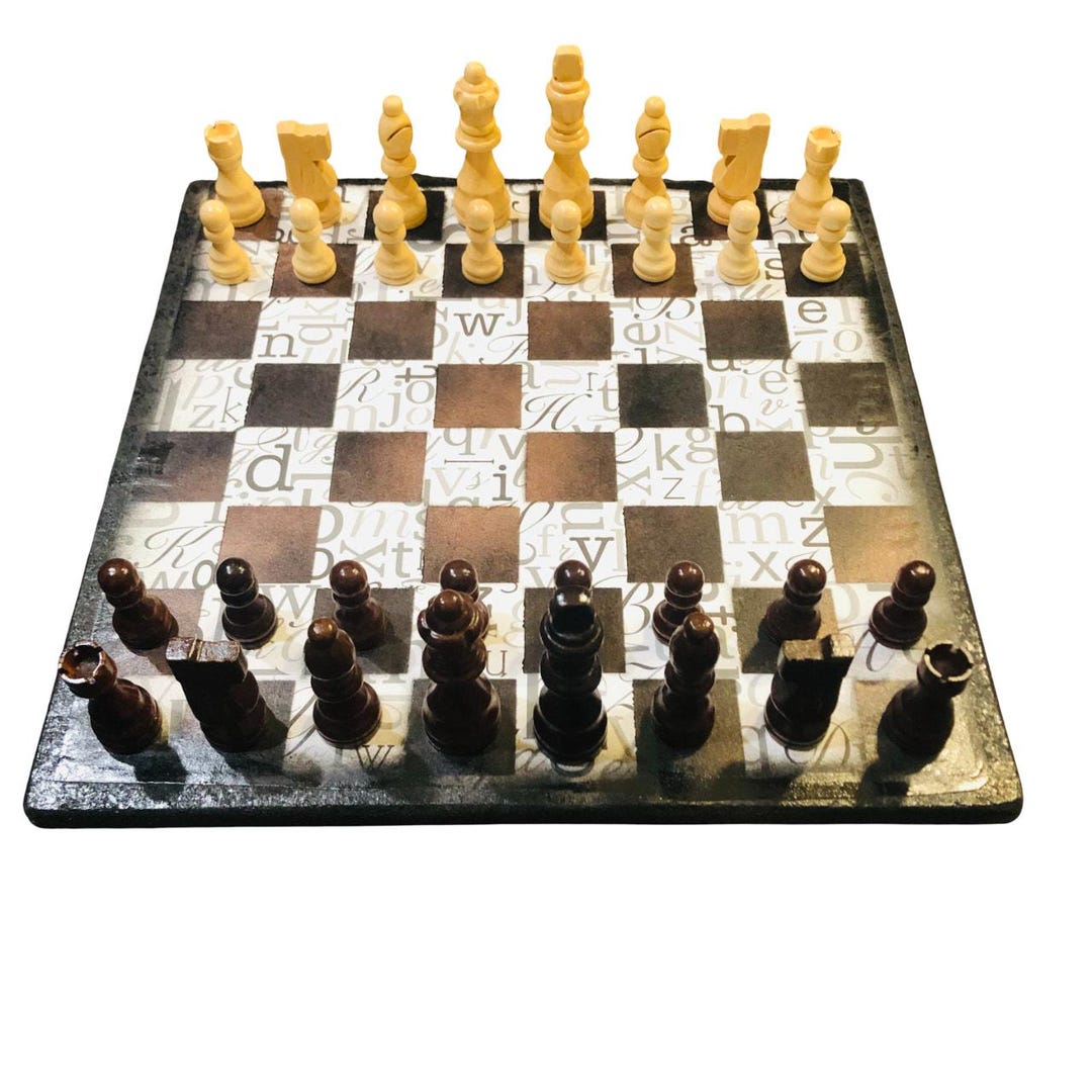 Scrapbook Chess Set Vintage Letters - Etsy