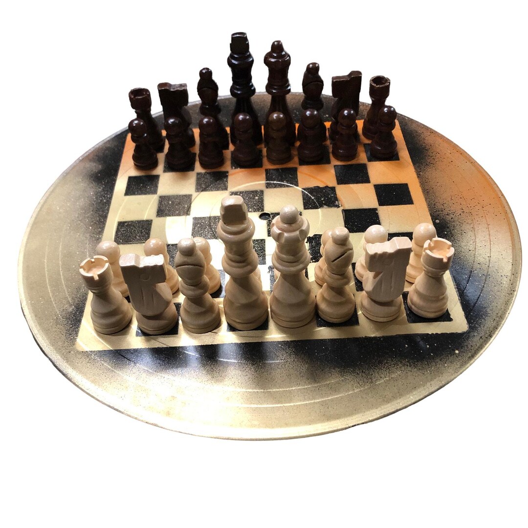 Vinyl Chess Set - Orange Gold & Black - Etsy