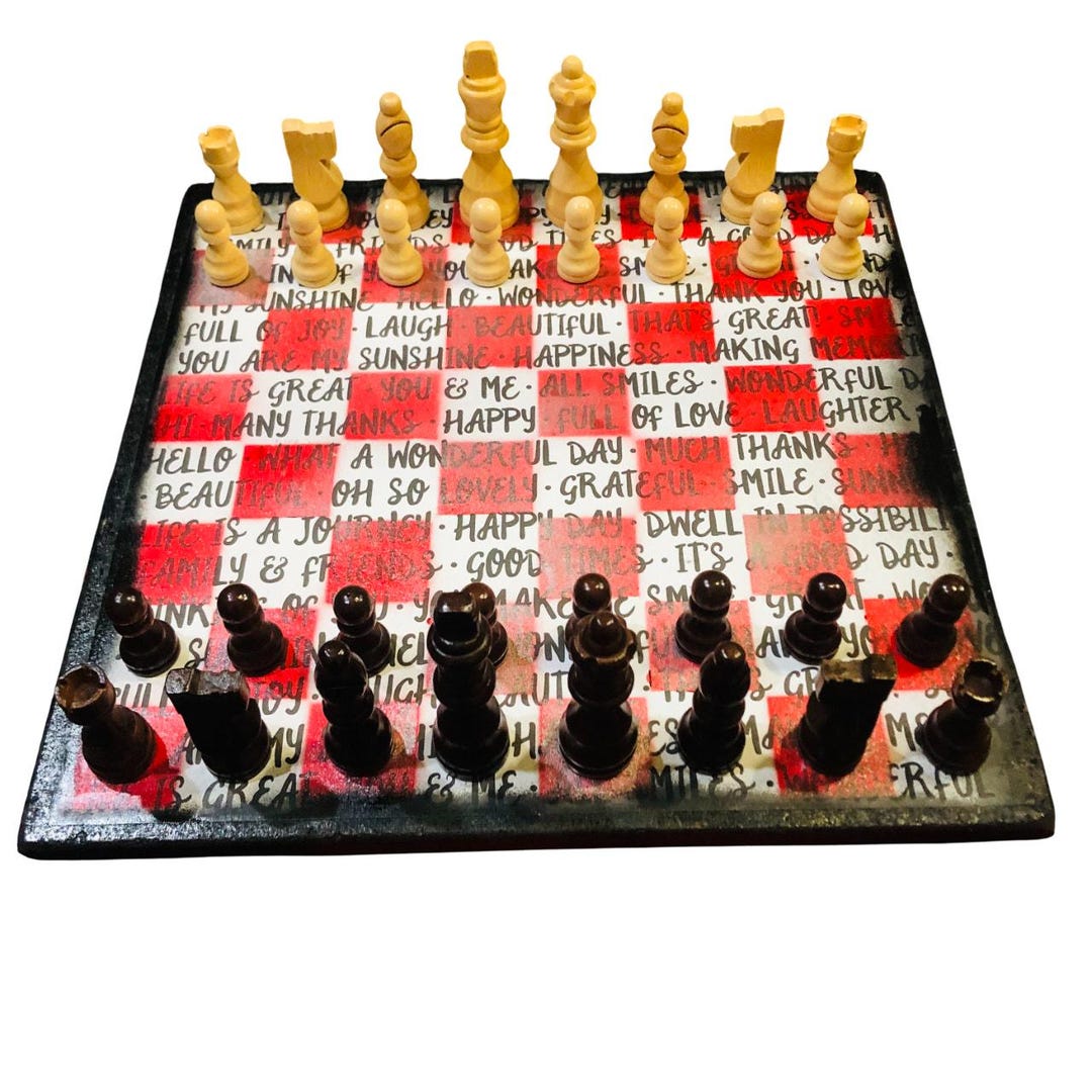 Scrapbook Chess Set - Red & White Words - Etsy