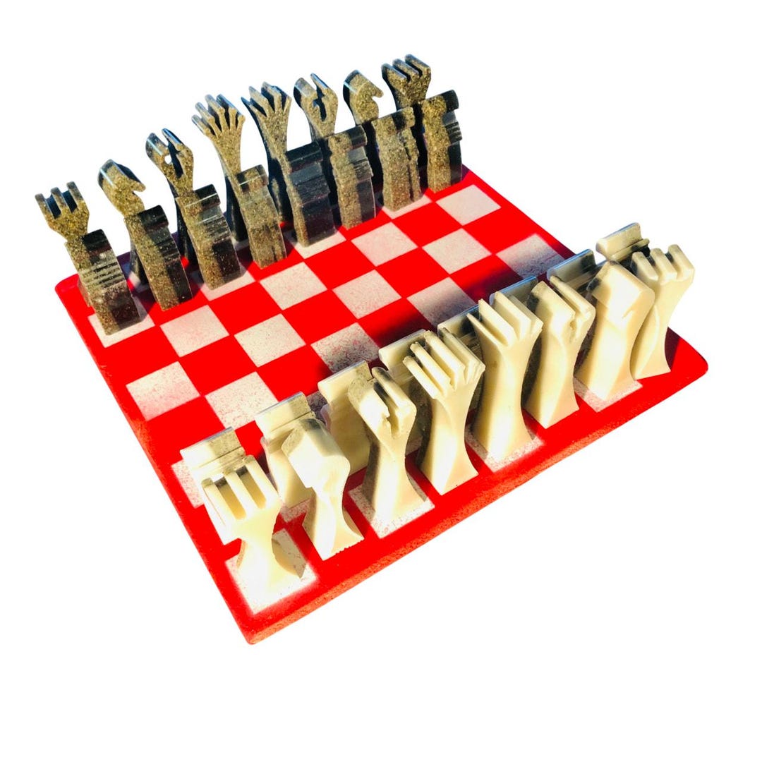 Chess Set Red & White Royal Edition - Etsy