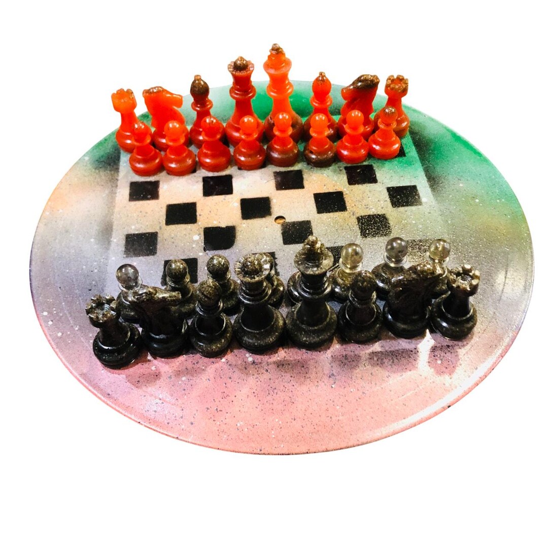 Vinyl Chess Set -forest Gold (resin Pieces) - Etsy