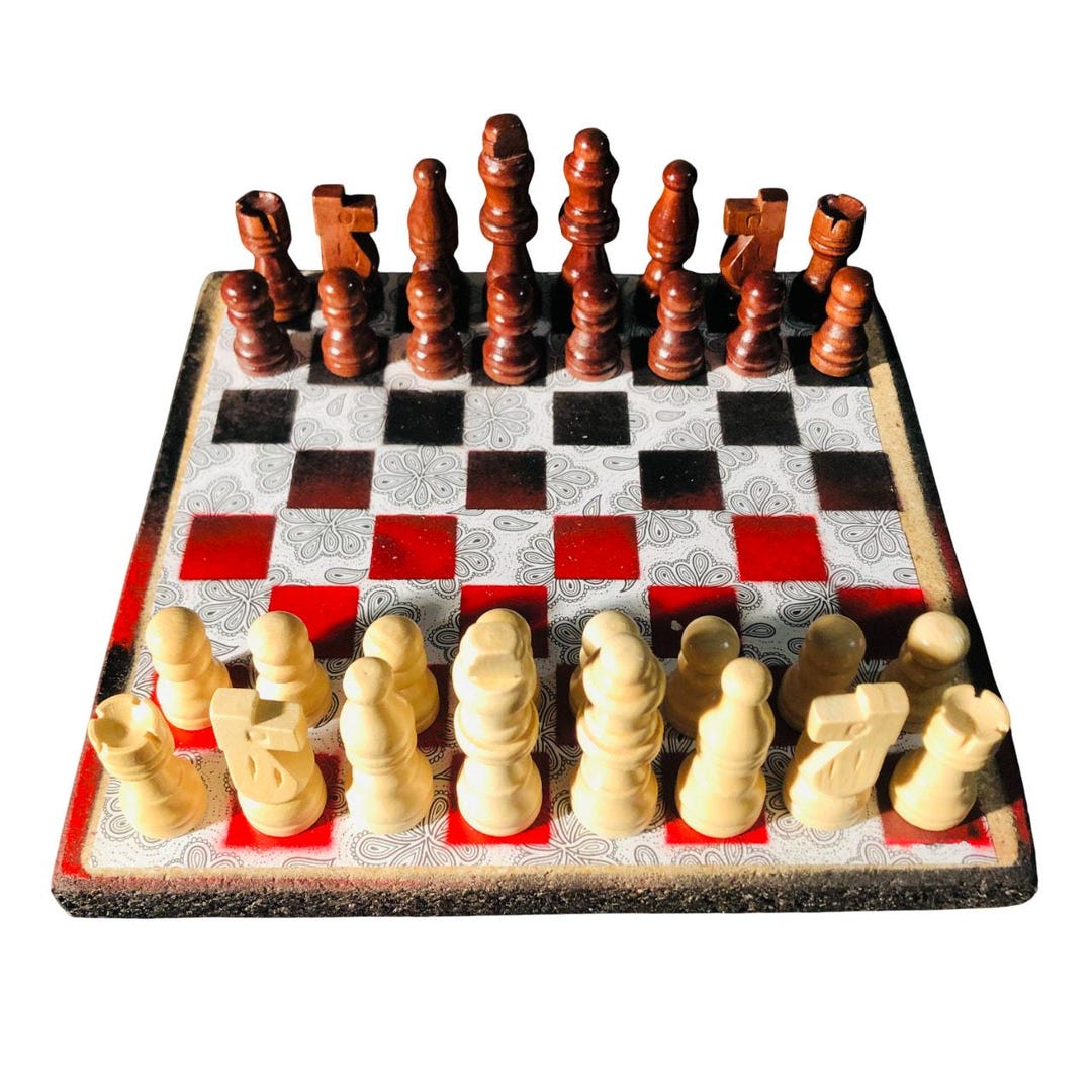 Scrapbook Chess Set - Red & Black - Etsy