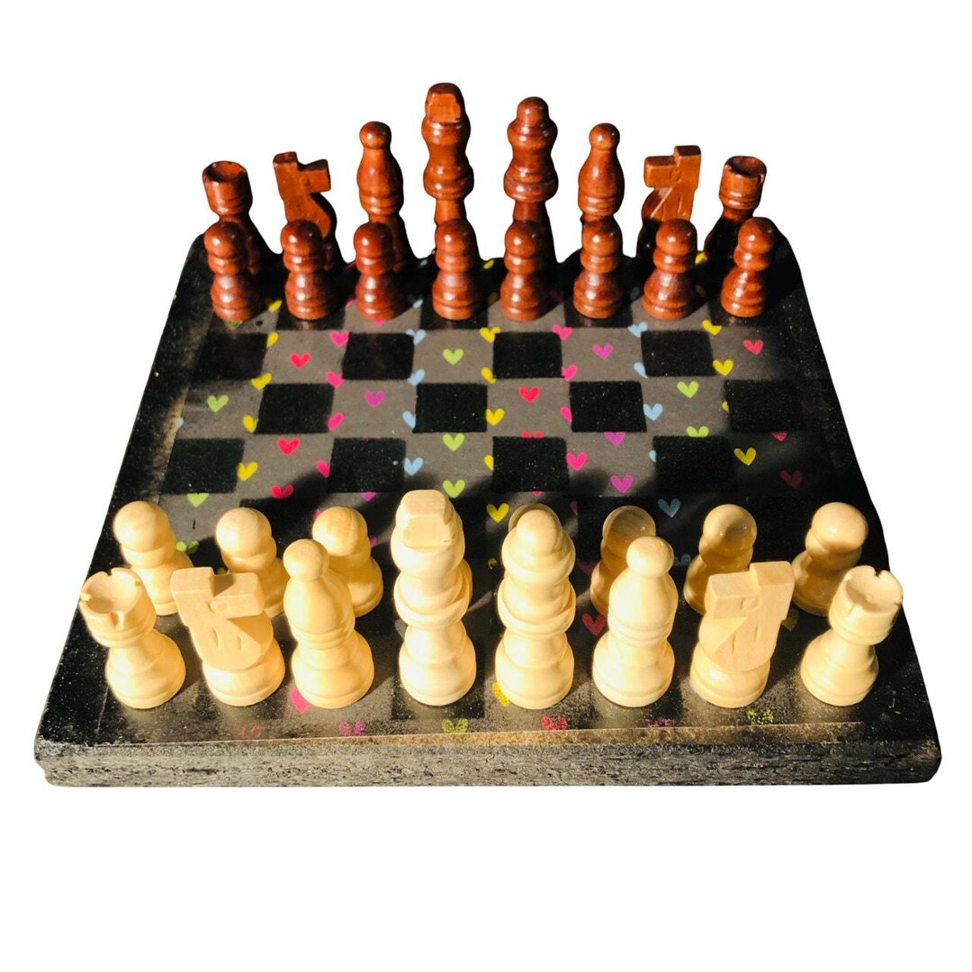 Scrapbook Chess Set - Black Heart - Etsy