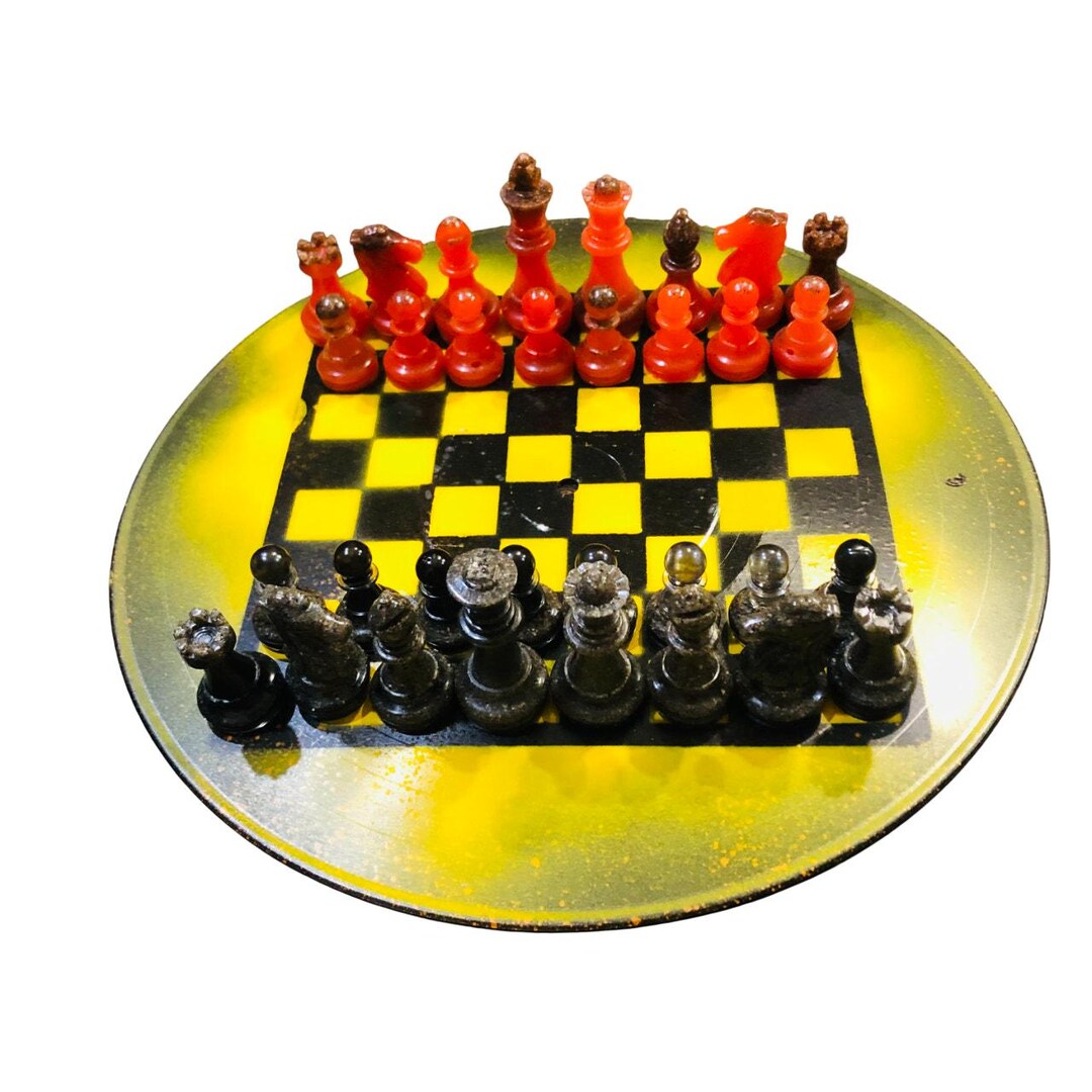 Vinyl Chess Set - Super Yellow (resin Pieces) - Etsy