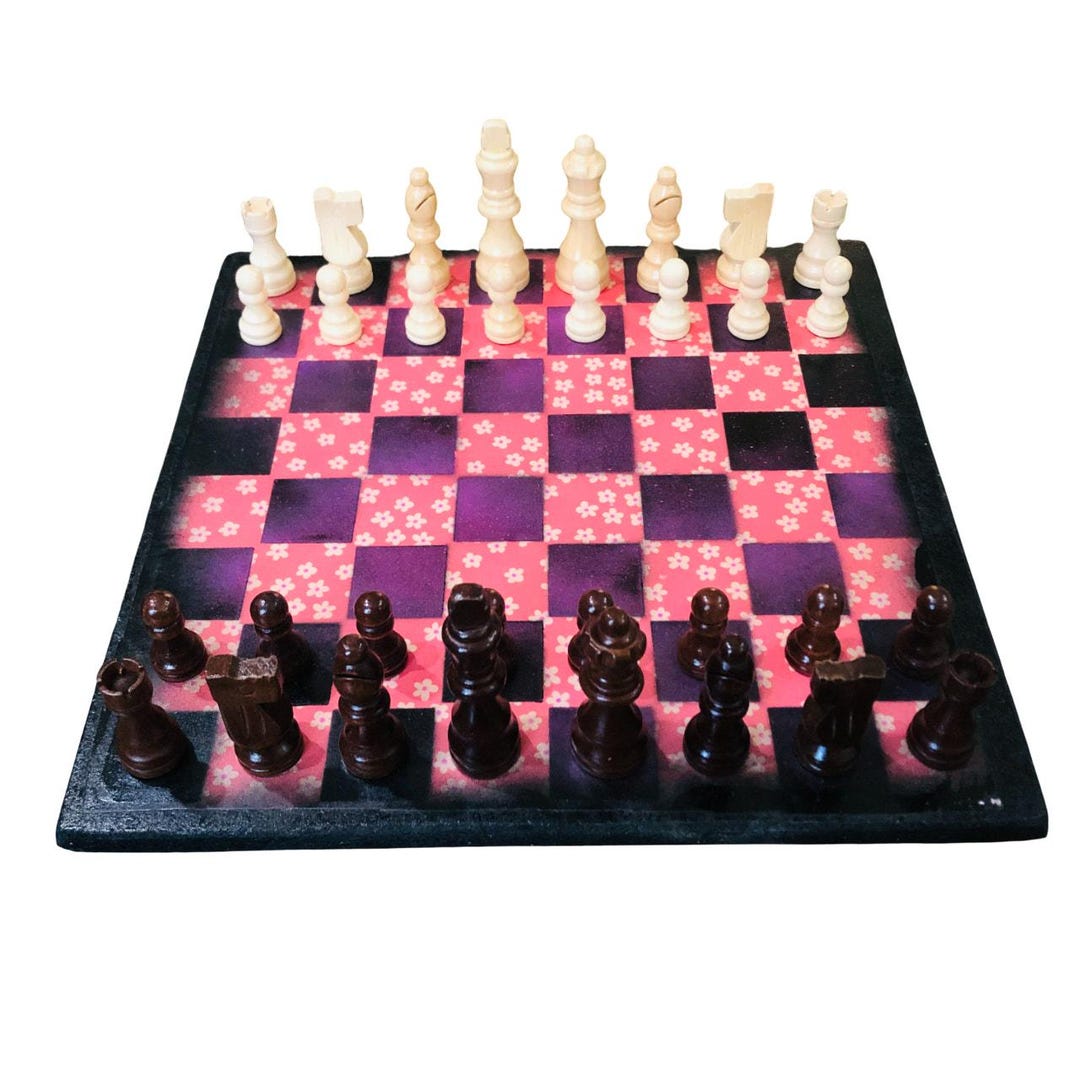 Scrapbook Chess Set - Peach Pink Flower - Etsy