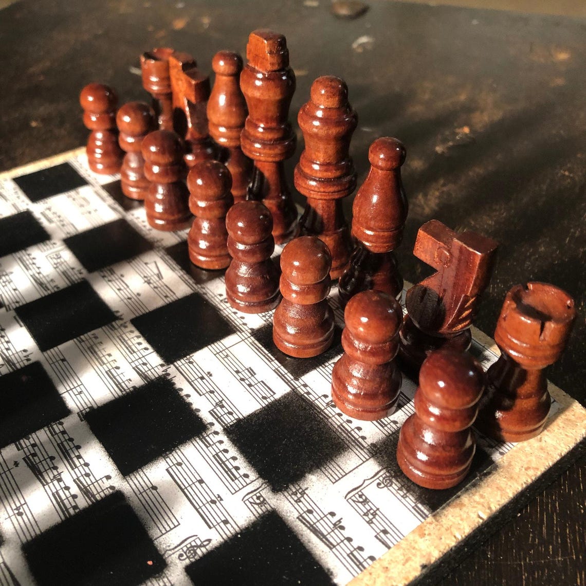 Scrapbook Chess Set - Black & White Music Sheet - Etsy