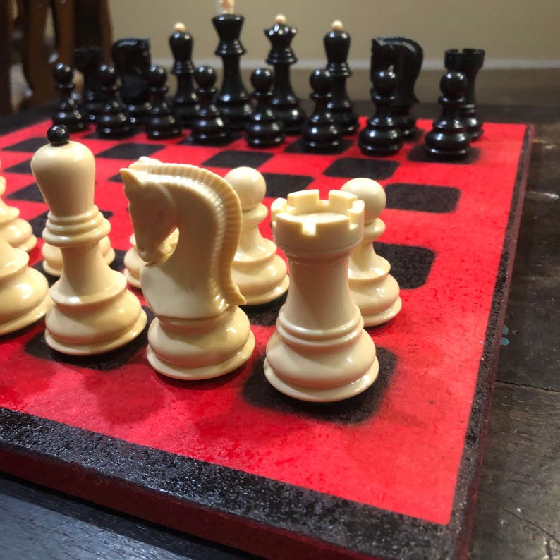 Large Chess Set Red & Black - Etsy