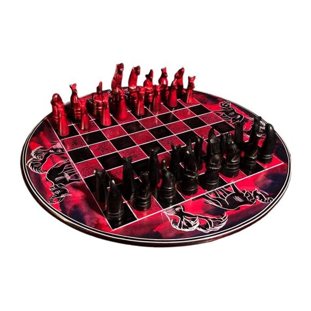 African Vintage Chess Set - Royal Red Chess Board - Etsy