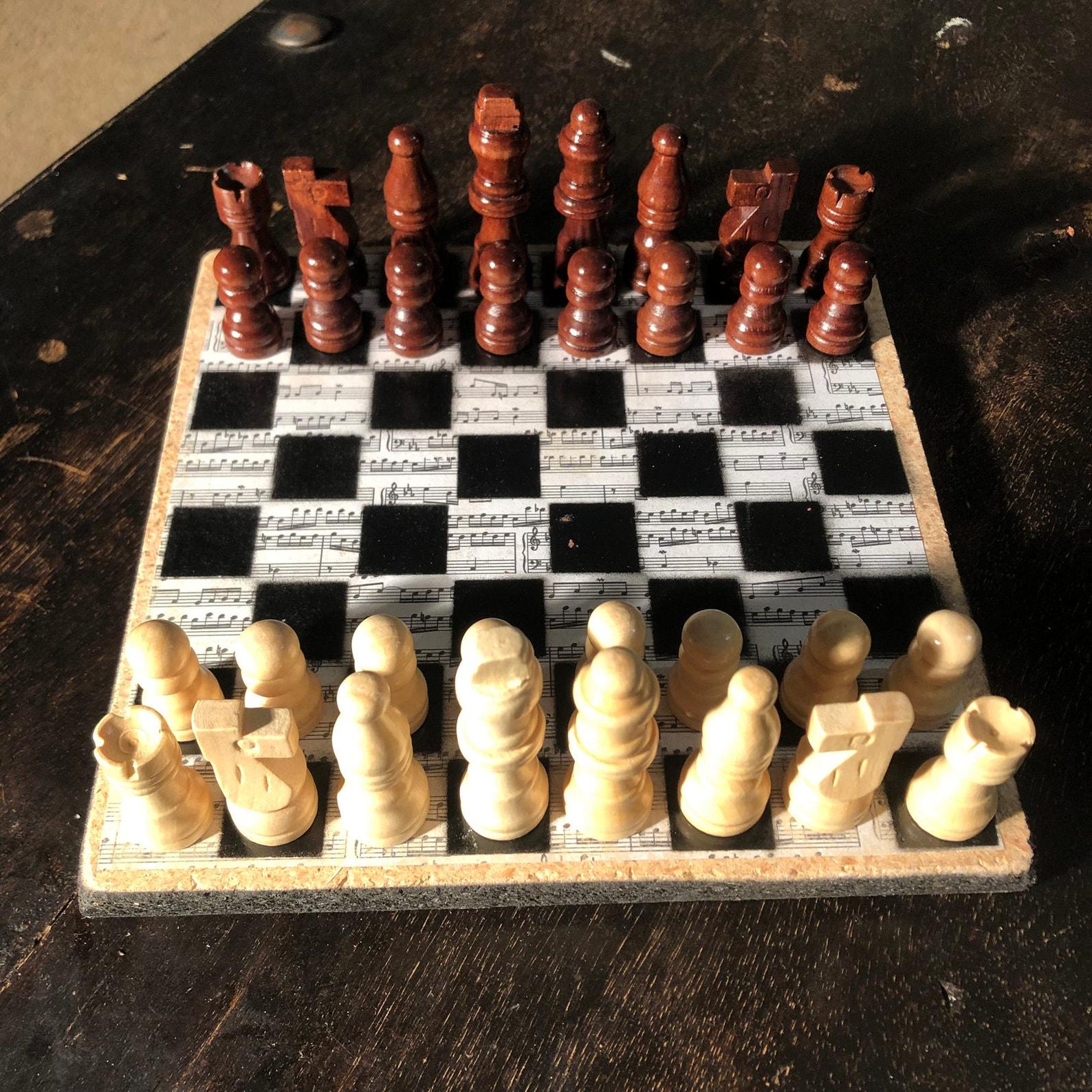 Scrapbook Chess Set - Black & White Music Sheet - Etsy
