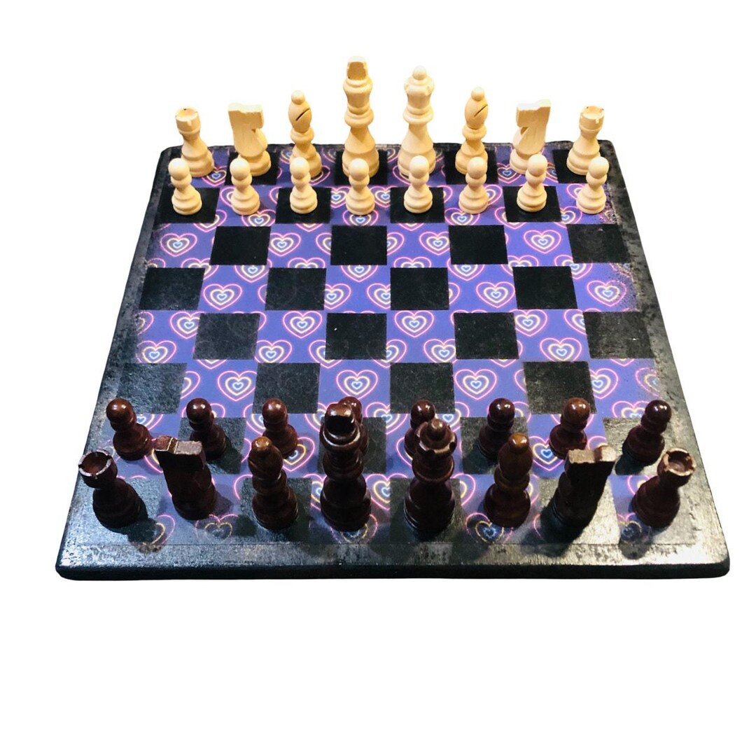 Scrapbook Chess Set - Purple Neon Hearts - Etsy