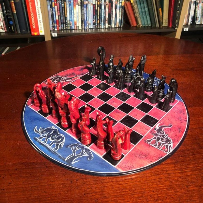 African Vintage Chess Set - Elephant Kenyan Chess Board - Etsy